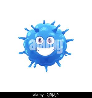 Cute cartoon blue character bacteria, microbe, germ. Microbiology ...