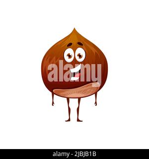 Funny cartoon hazelnut. Kawaii nut character. Vector food illustration ...