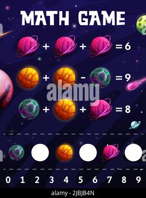 Math worksheet for kids. Subtraction. Space mathematic activity page ...