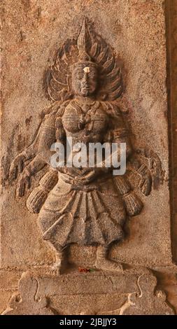 Old Indian Hindu pilgrim (Vaishnavite devotee who worships Vishnu) with ...