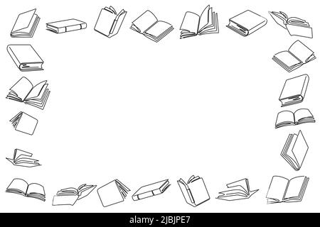 books line art pattern frame vector illustration for decoration ...