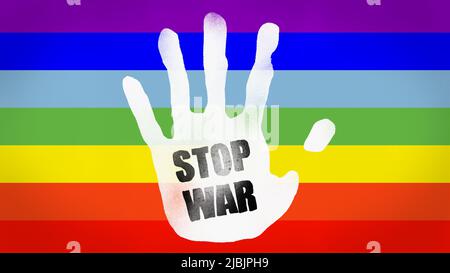 animated grunge hand icon with stop war lettering Stock Photo - Alamy