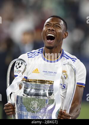 David Alaba of Real with a trophy during the UEFA Champions League ...