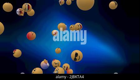 Image of multiple emojis falling over dark background Stock Photo - Alamy