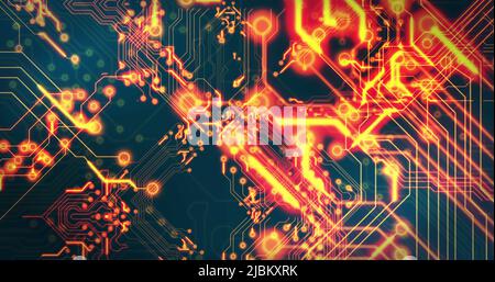 Image of technology circuit over black background Stock Photo - Alamy