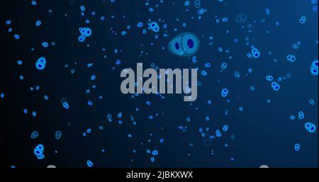 Image of blue cells moving on black background Stock Photo - Alamy