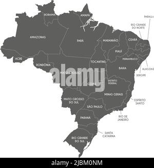 Colorful Brazil political map with clearly labeled, separated layers ...