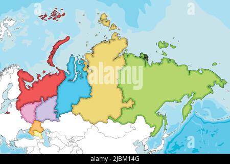 Vector map of Russia with regions or federal districts and ...