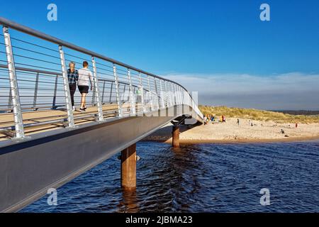 LOSSIEMOUTH MORAY SCOTLAND THE NEW BRIDGE OVER RIVER LOSSIE FROM EAST ...