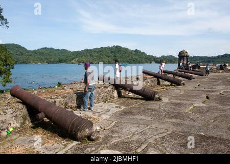 Panama, Portobelo,The Fuerte Santiago or Santiago fort with its many ...