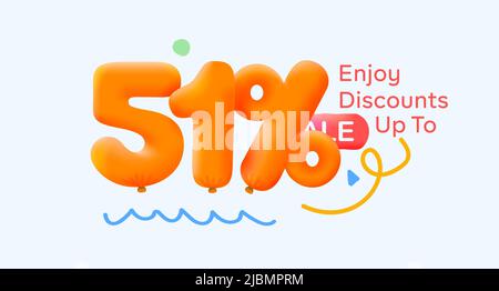 Up to 51 percent off Sale. Discount offer price sign. Special offer ...