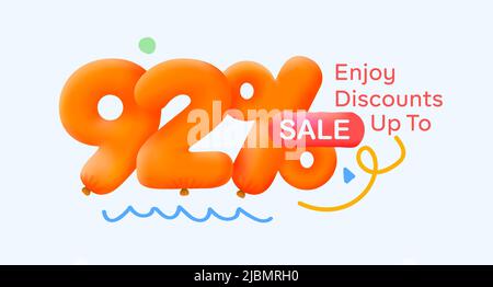 Up to 92 percentage off. Discount offer price sign. Special offer ...