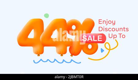 Special summer sale banner 44% discount in form of 3d yellow balloons ...