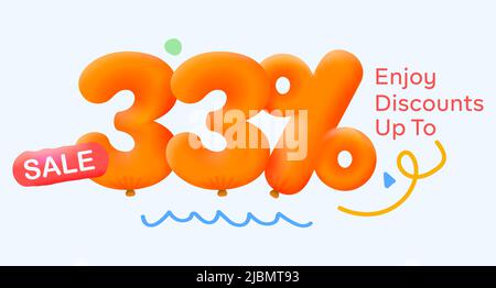 Special summer sale banner 33% discount in form of 3d balloons Red ...