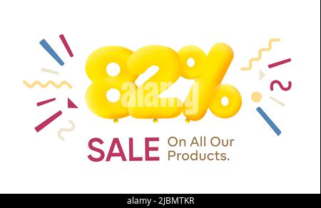 Special offer sale 82% discount 3D number Yellow tag voucher vector ...