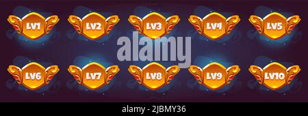 Rank badges. Level up icons, ranking awards Stock Vector Image & Art ...