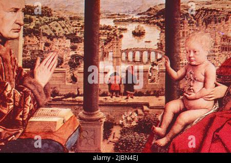 Jan van Eyck - The Virgin of Chancellor Rolin (detail Stock Photo - Alamy