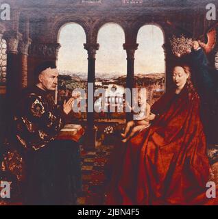 Jan van Eyck - The Virgin of Chancellor Rolin (detail Stock Photo - Alamy