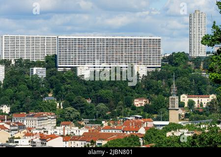Wide building and the Panoramic Tower of La Duchère, Lyon, Rhône ...