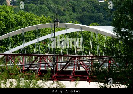 Mazaryck and Robert Schuman bridge, Vaise district, Lyon, Rhône ...