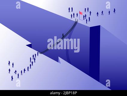 Isometric to achieve success, to achieve the goal, to be on top of the ...