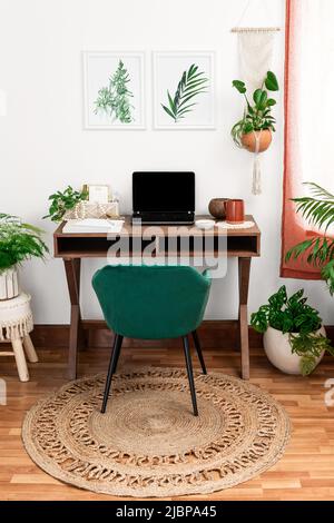 Botanical Boho Styled Home Office Stock Photo - Alamy