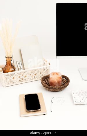Boho Styled Desk Workspace Stock Photo - Alamy