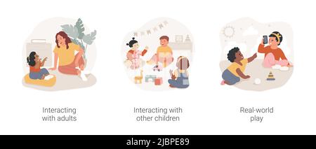Interacting with other children isolated cartoon vector illustration ...