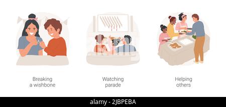 Breaking a wishbone isolated cartoon vector illustration. Children ...