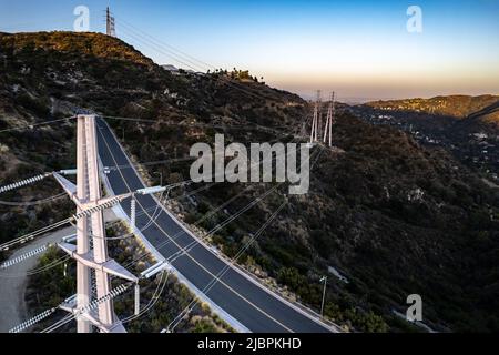 Multi lane freeway during sunset Stock Photo - Alamy