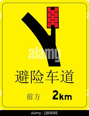 1 km to escape lane, Gallery of All Warning Signs, Road signs in China ...