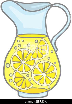 Lemonade illustration with pitcher glass and fruit Stock Photo - Alamy