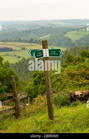 Footpath and Bridleway sign, High Bickington, Devon, England Stock ...