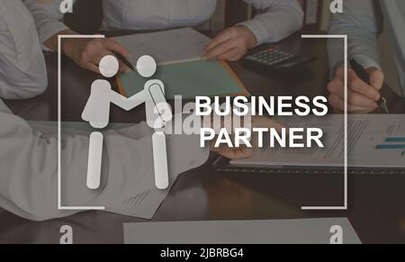 Business partner concept illustrated by a picture on background Stock ...
