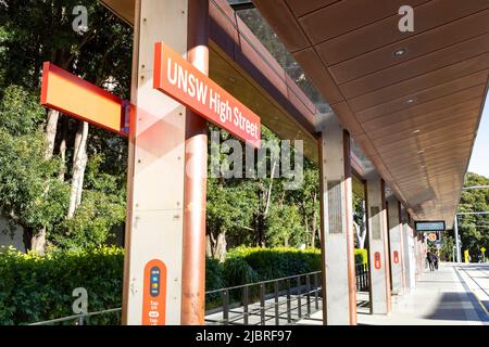 UNSW. High Street light rail station stop at the UNSW University ...