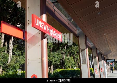 UNSW High Street light rail stop, Randwick Stock Photo - Alamy