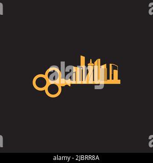 Apartment logo icon design incorporated with key icon illustration ...