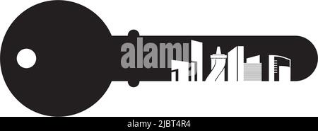 Apartment logo icon design incorporated with key icon illustration ...