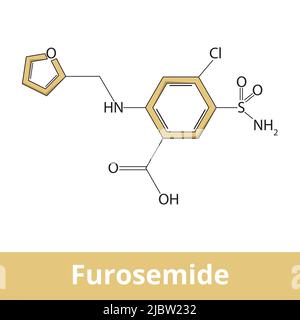 Skeletal formula of Furosemide. Drug chemical molecule Stock Vector ...
