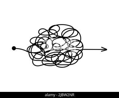 Tangled lines problem solving business metaphor and lamps. Simplicity untangled concept ...