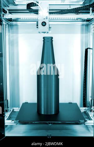 Art object printed on 3D printer inside 3D printer on desktop. New ...
