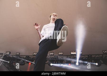 Russell Boring performs on stage at Haven festival with Brockhampton in ...