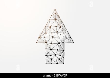 Up arrow 3d low poly symbol with binary code background. Growth design ...