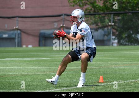 New England Patriots Hunter Henry (85) in action during an NFL football ...