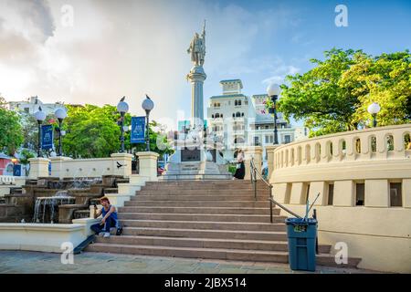 The Plaza Colon, Viejo San Juan, Puerto Rico Stock Photo - Alamy
