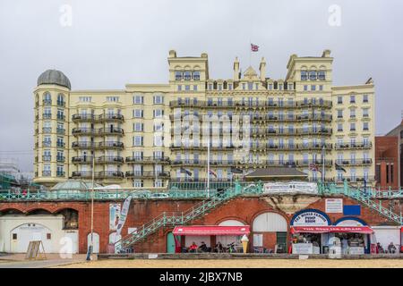Brighton seafront with Victorian buildings along Marine Drive and ...