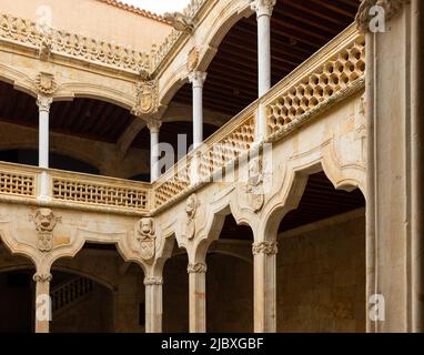 Typical Salamanca architecture of Public Library patio, Spain Stock ...