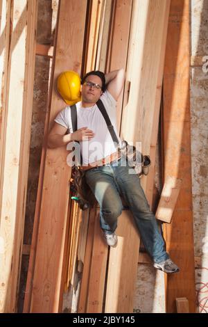 construction worker taking a nap on construction site Stock Photo - Alamy