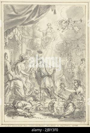Allegory at the anniversary of Dutch Freedom, 1648-1748, Simon Fokke ...