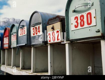 Row of letterboxes in rural setting Stock Photo - Alamy